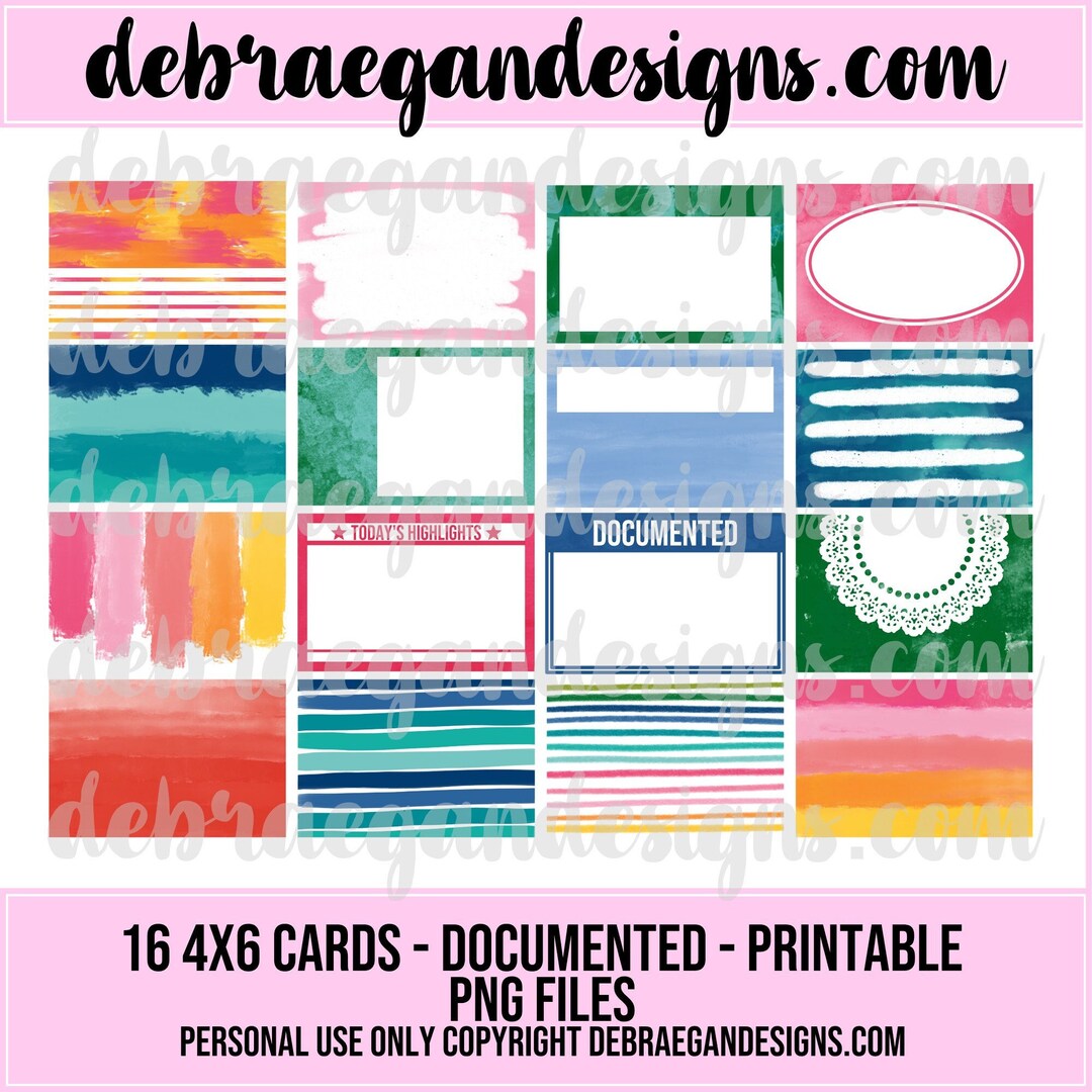 16 Digital/printable 4x6 Pocket Page Cards (documented) - Scrapbooking ...