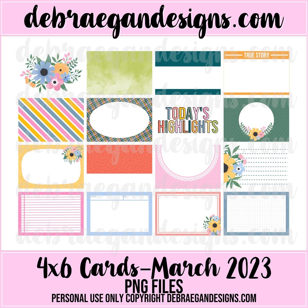 16 4x6 Cards (march 2023) - Journal Card, Scrapbooking, Project Life ...