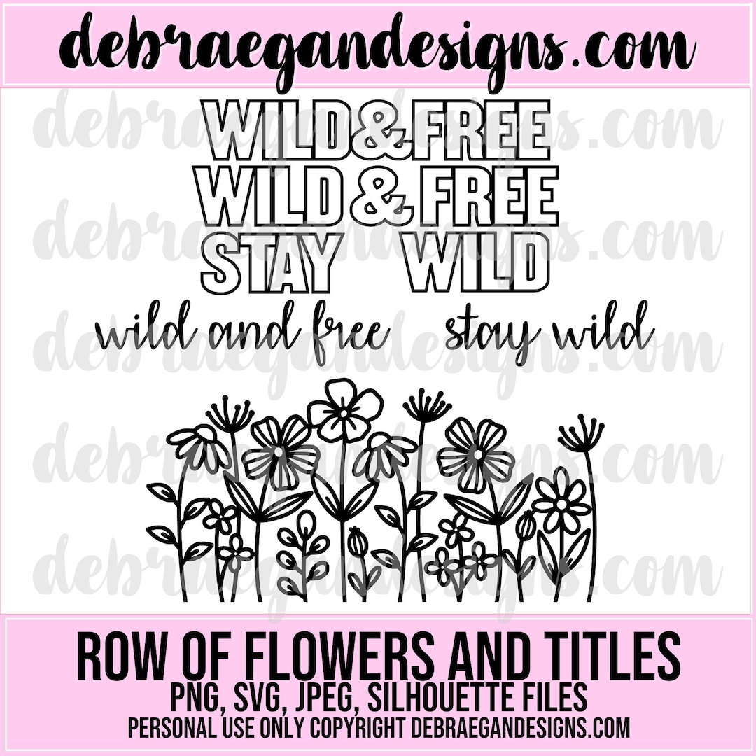 Row of Flowers & Titles Digital Cut File - SVG, PNG, JPEG - Silhouette ...