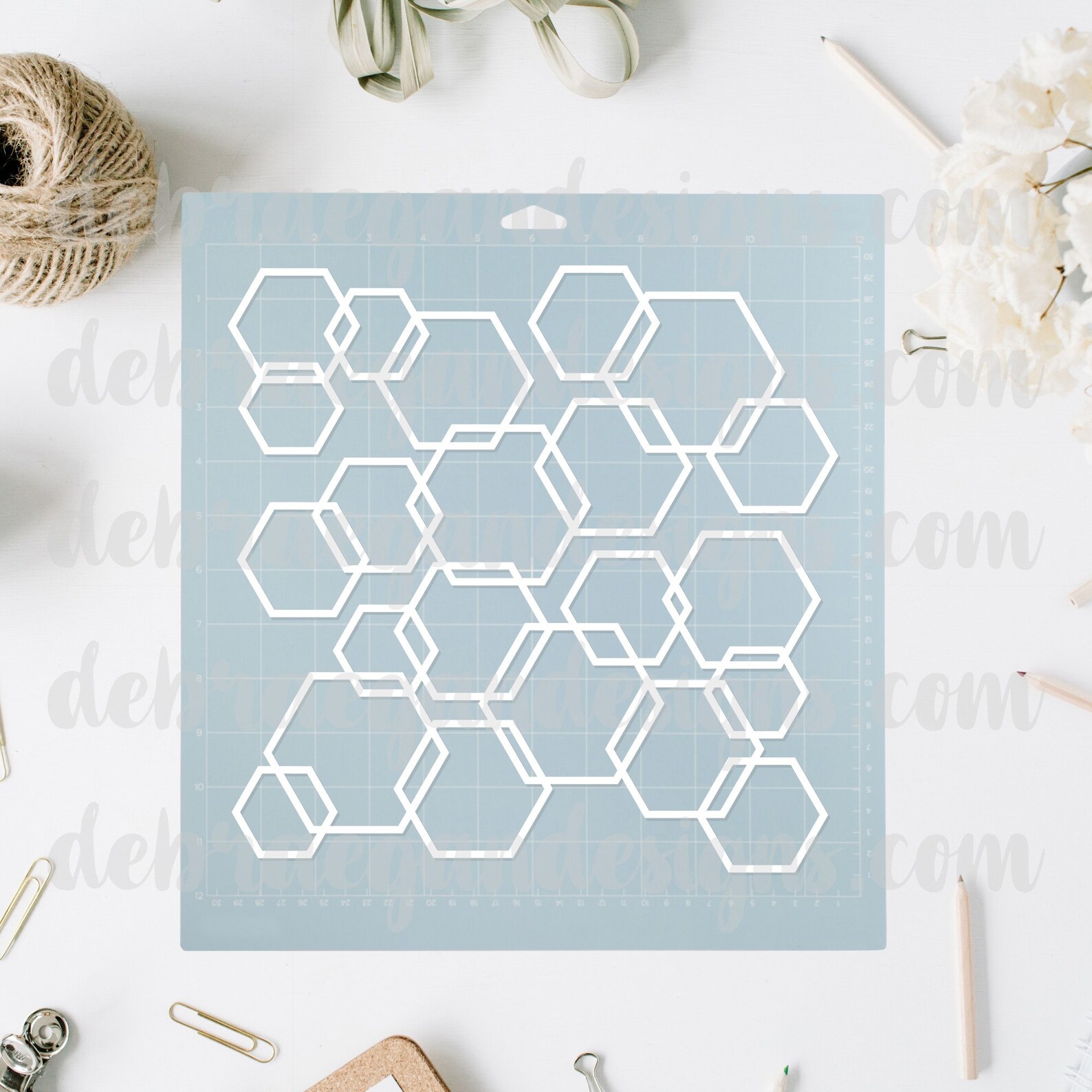 Hexagon Background Digital Cut File - SVG, PNG - Interlocking ...