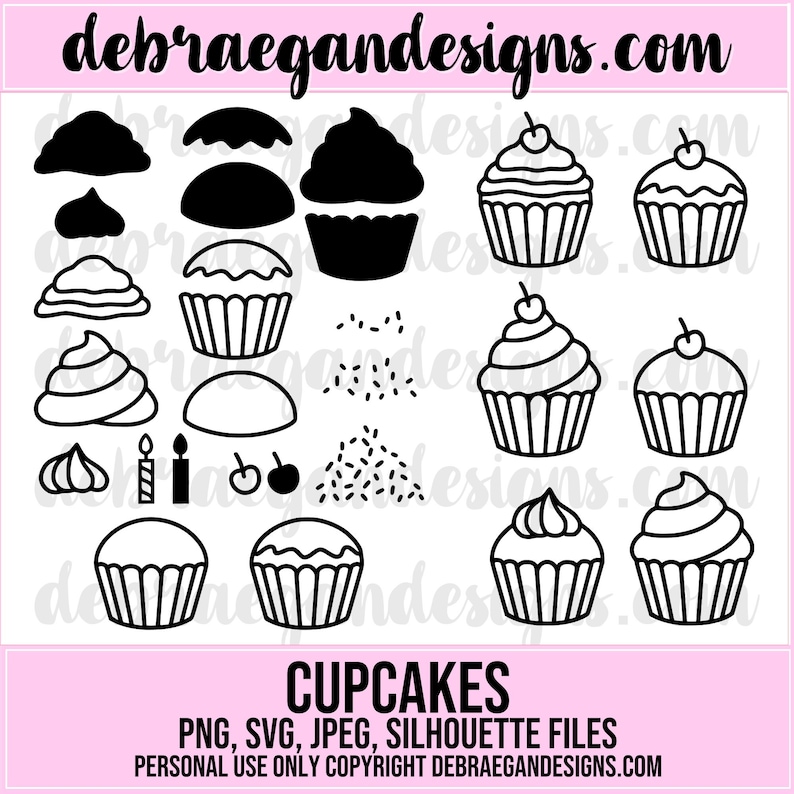 8 Styles Cupcakes Cut Files SVG, PNG Layered Cupcakes, Sprinkles ...