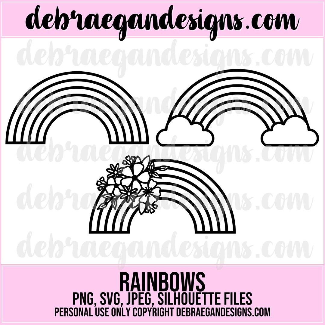 Rainbows Cut File- 3 Styles - SVG, PNG, JPEG - Silhouette Cameo, Cricut ...