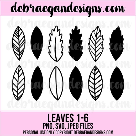 6 Leaves Cut File with Backings Hand Drawn SVG PNG JPEG | Etsy