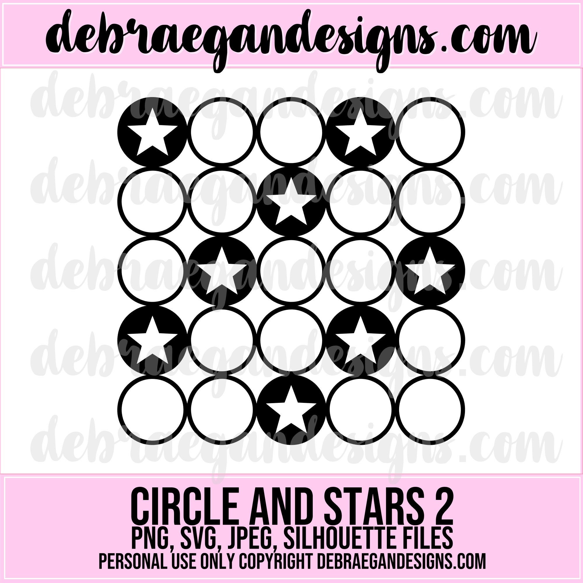 Circles and Stars 2 Digital Cut File SVG, PNG, JPEG Silhouette Cameo ...