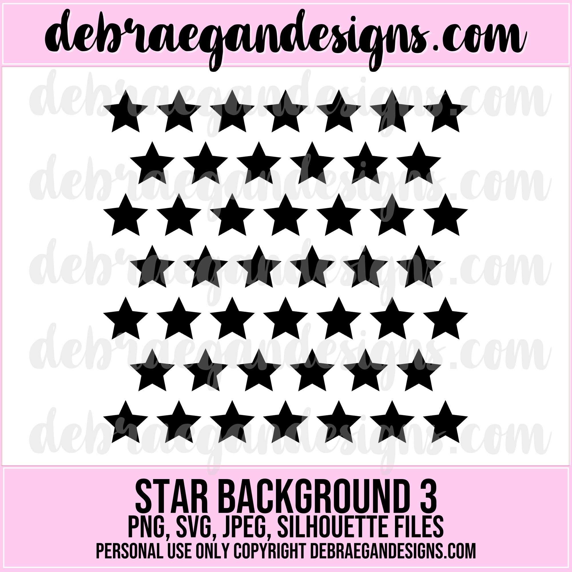 Stars Background 3 Cut File- SVG, PNG, JPEG - Silhouette Cameo, Cricut ...