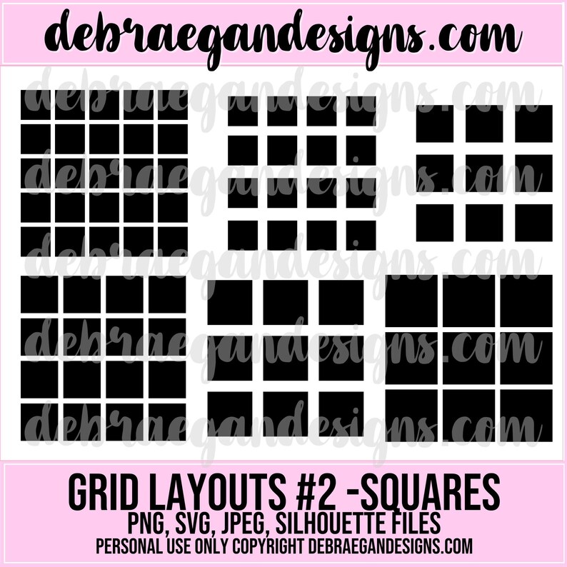 6 Styles Scrapbook Grid Layouts - Squares Cut File - Scrapbook Layout ...