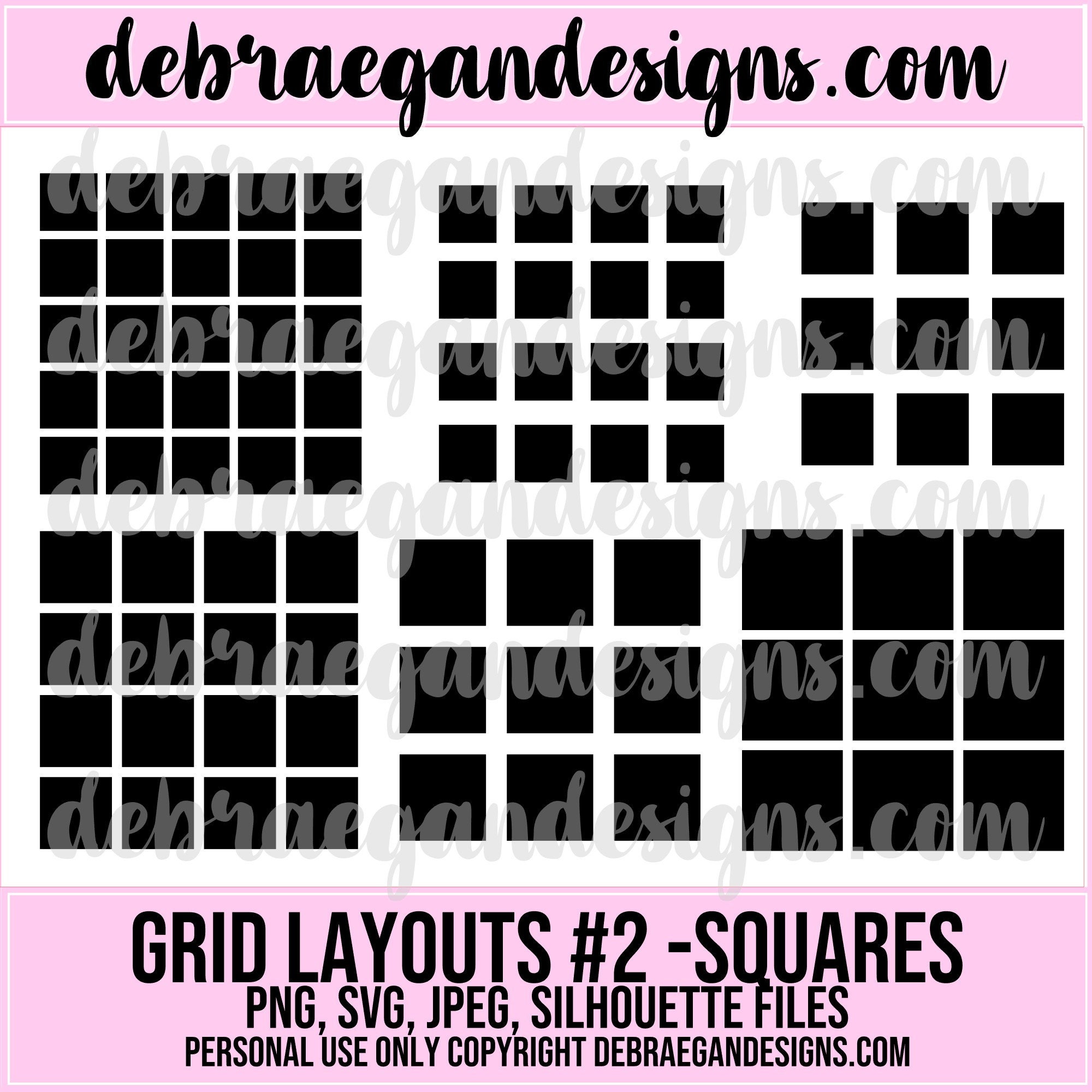 6 Styles Scrapbook Grid Layouts - Squares Cut File - Scrapbook Layout ...