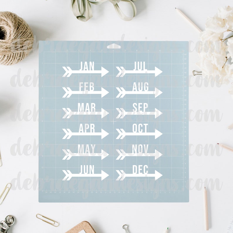 Arrow Words 1 Months Digital Cut File SVG, PNG, JPEG Silhouette Cameo ...