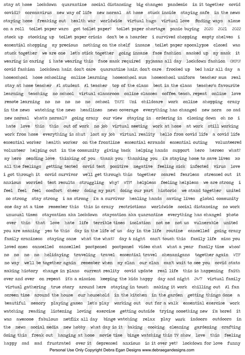 Covid Tiny Words/phrases Printable PDF, PNG, JPEG Digital Tiny Words ...
