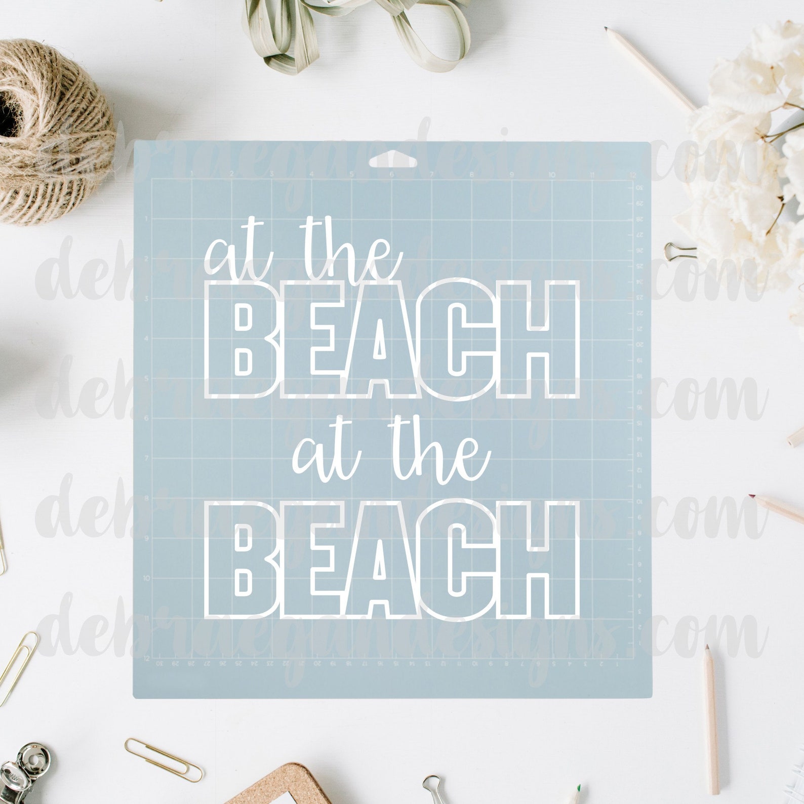 At the Beach Title Digital Cut File - SVG, PNG, JPEG - Silhouette Cameo ...