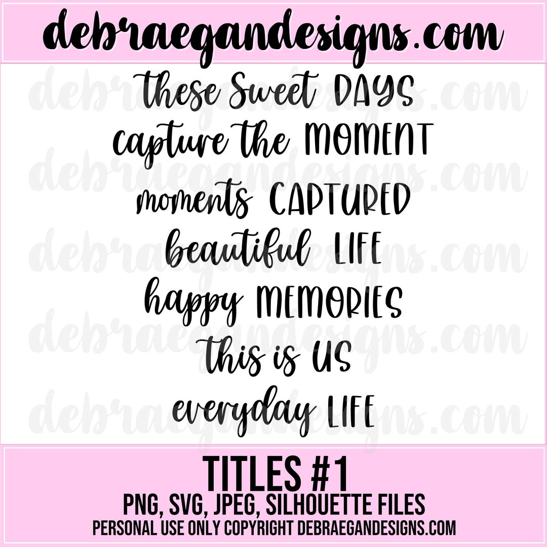 Titles 1 Digital Cut File - SVG, PNG, JPEG - Cricut, Cameo - Scrapbook ...