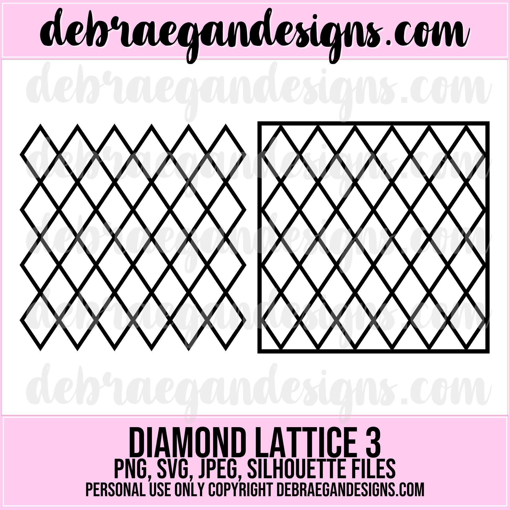 Diamond Lattice 3- 2 Styles - SVG, PNG, JPEG - Silhouette Cameo, Cricut ...