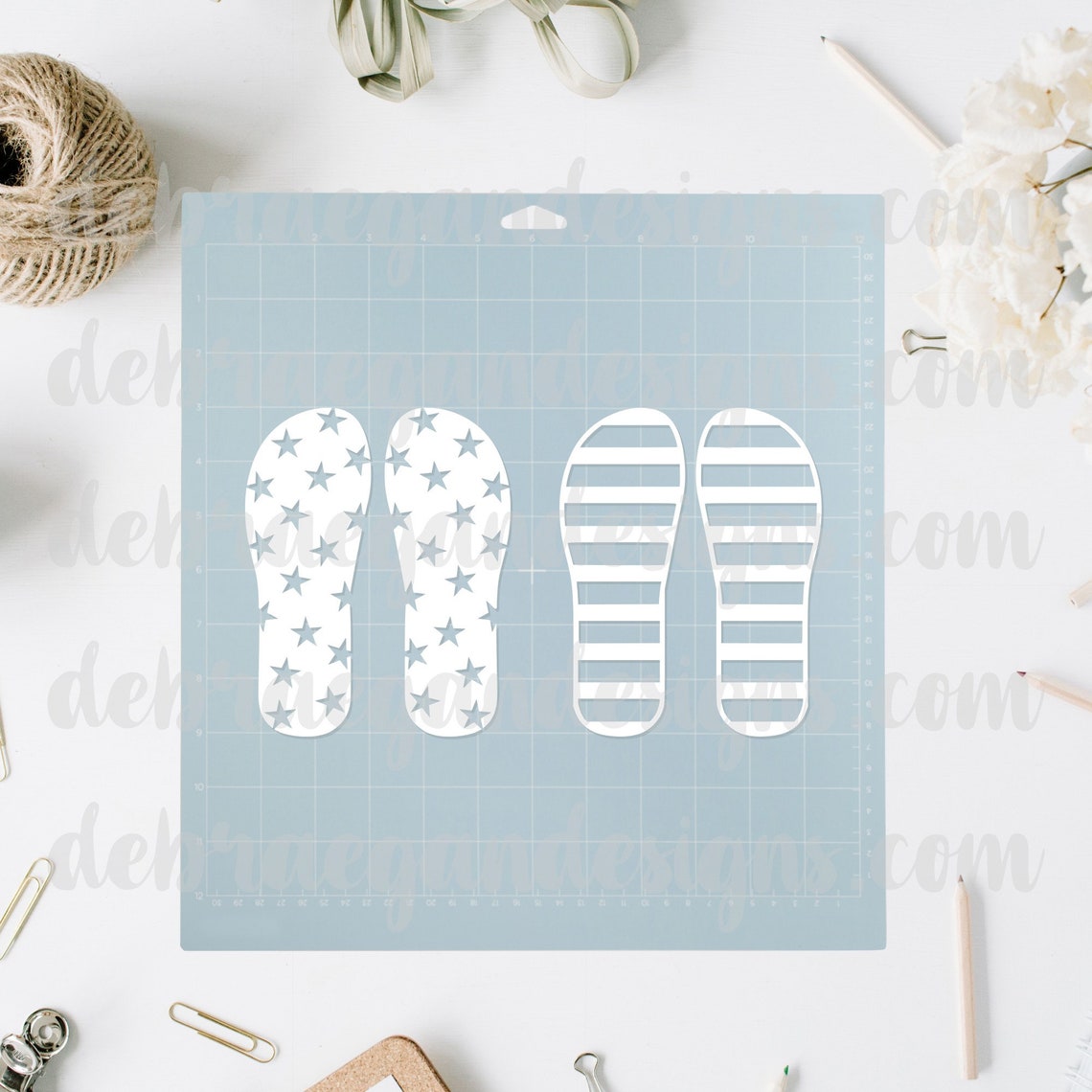 Flip Flops Digital Cut File 5 Styles SVG, PNG Layers, Summer, Beach ...