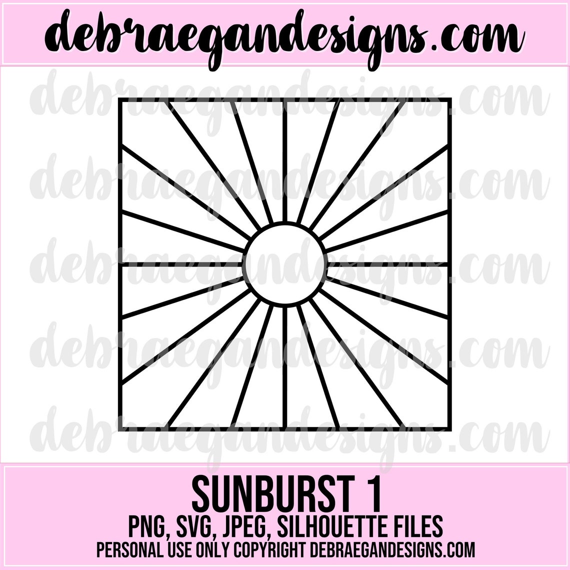 Sunburst 1 Digital Cut File - 12x12- SVG, PNG, JPEG - Silhouette Cameo ...