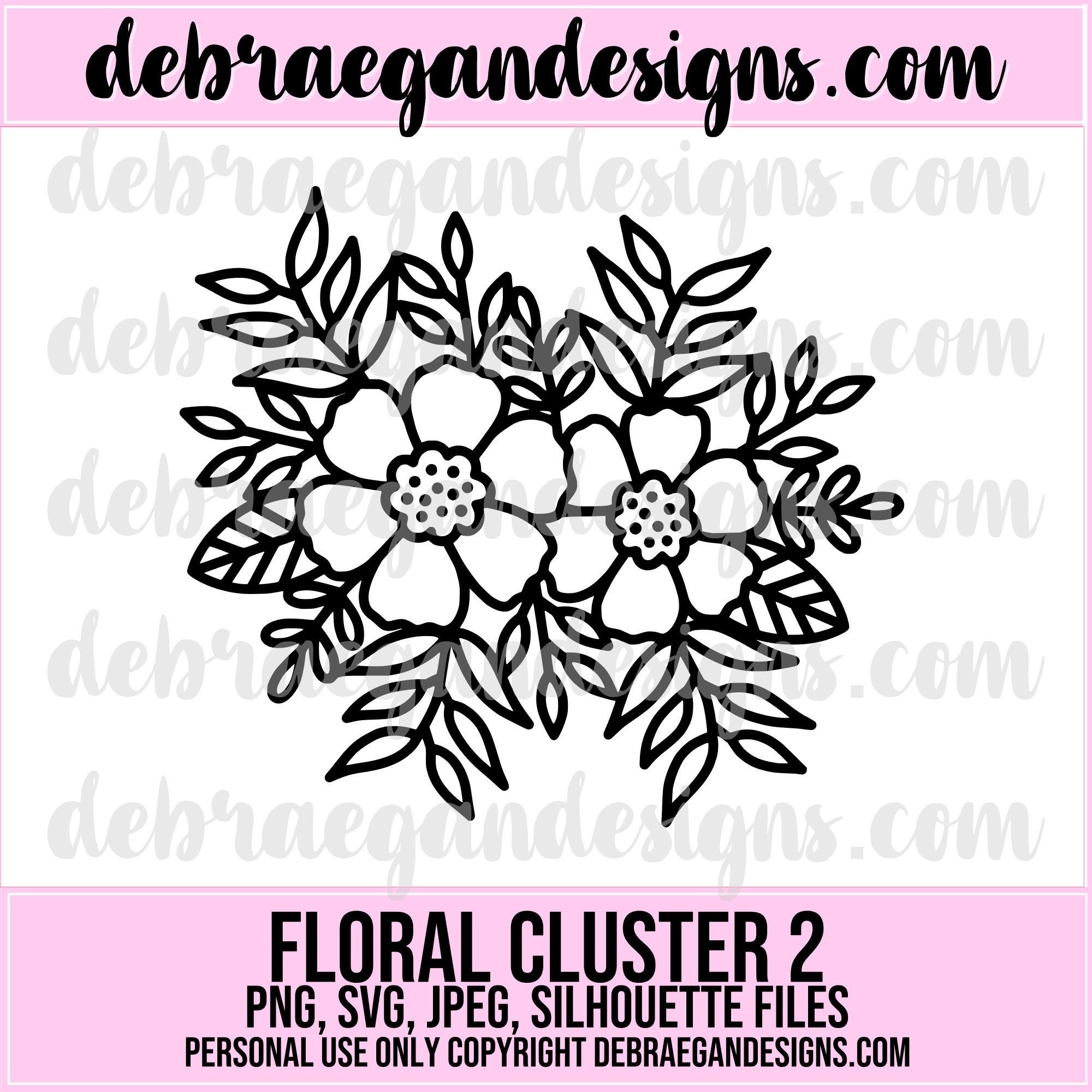 Floral Cluster 2 Digital Cut File - SVG, PNG - Floral, Flowers, Bouquet ...