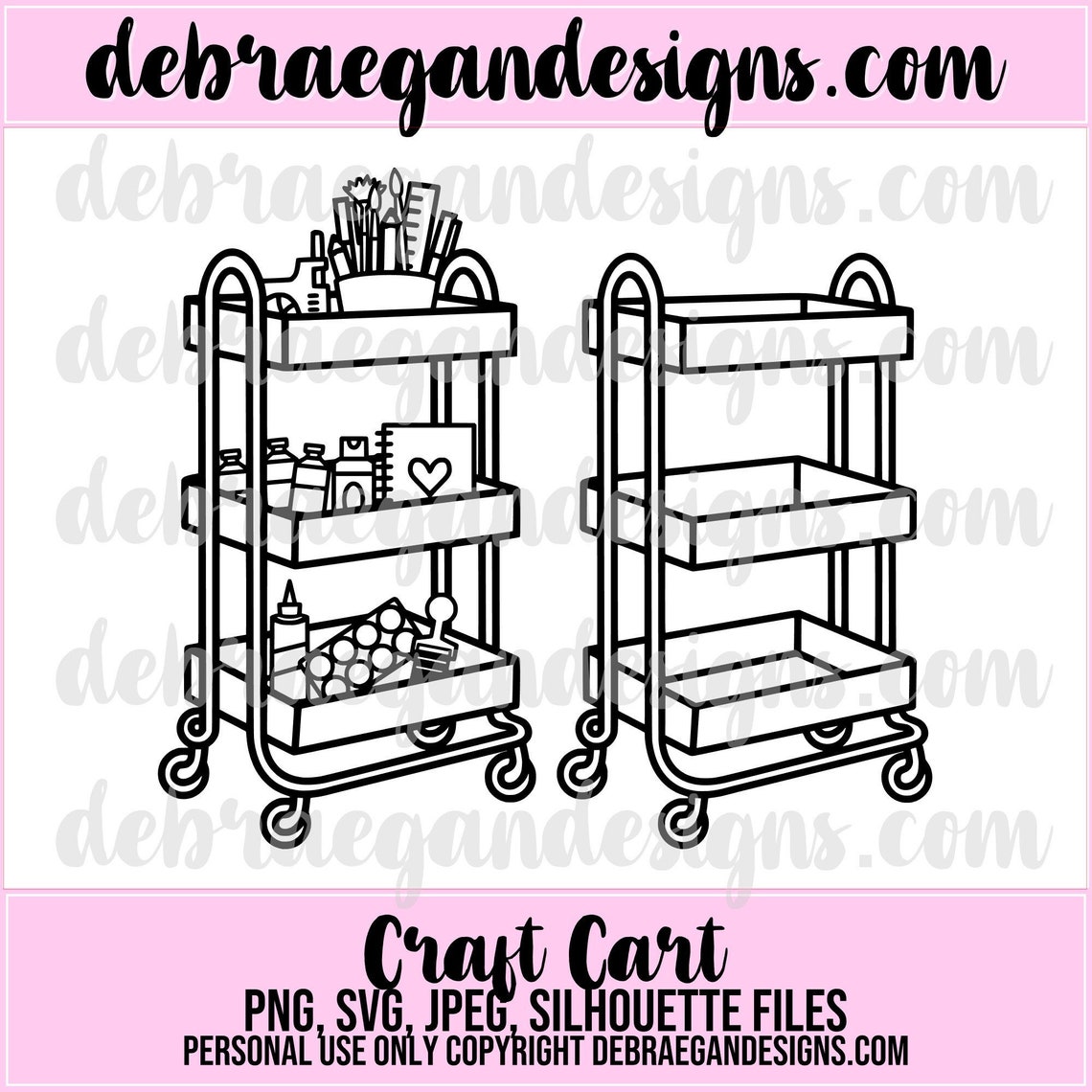 Craft Cart Cut File - 2 Styles - SVG, PNG, JPEG, Studio 3 - Silhouette ...