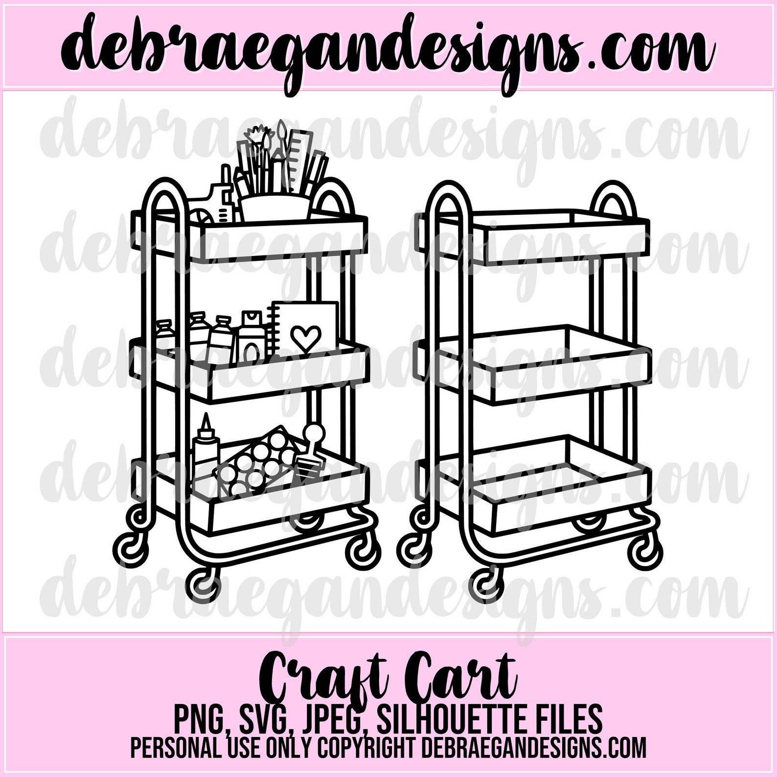 Craft Cart Cut File - 2 Styles - SVG, PNG, JPEG, Studio 3 - Silhouette ...