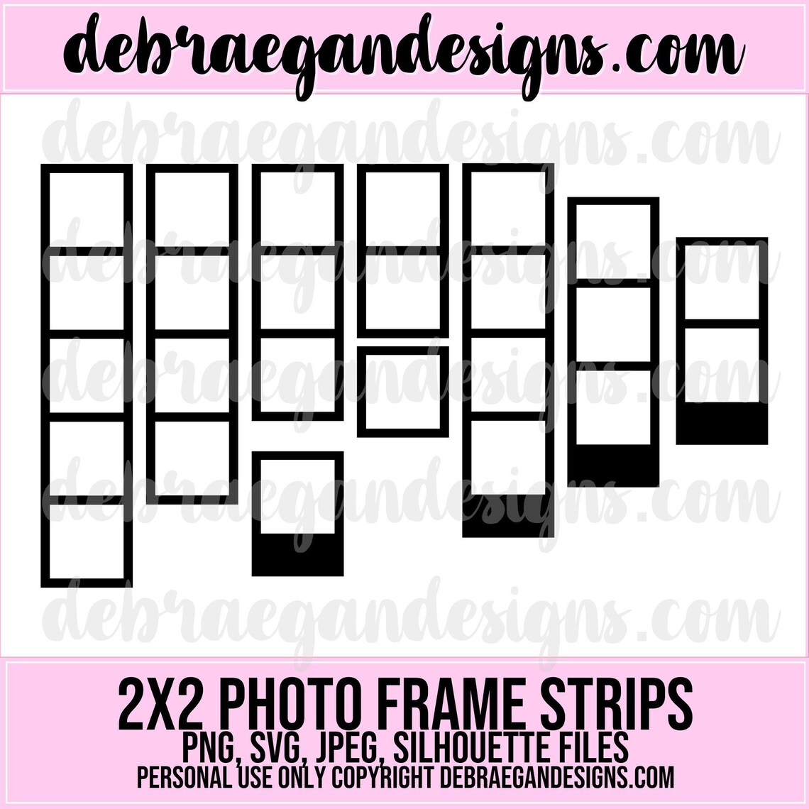2x2 Photo Frame Strips - SVG, PNG, JPEG - Silhouette Cameo, Cricut ...