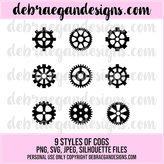 9 Styles of Cogs Cut File SVG PNG JPEG .studio 3 Files | Etsy