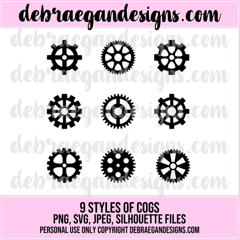 9 Styles of Cogs Cut File - SVG, PNG, JPEG, .studio 3 Files ...