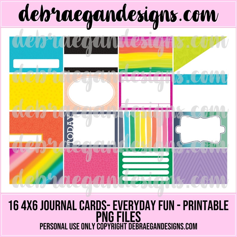 16 Digital/printable 4x6 Pocket Page Cards (everyday Fun ...