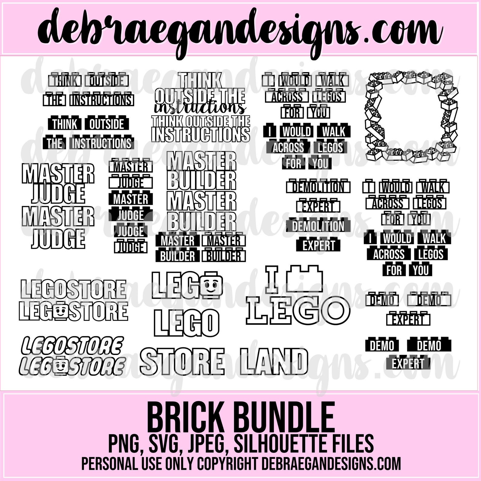 Brick Bundle 9 Assorted Brick Cut Files I Love Bricks, Brick Titles ...