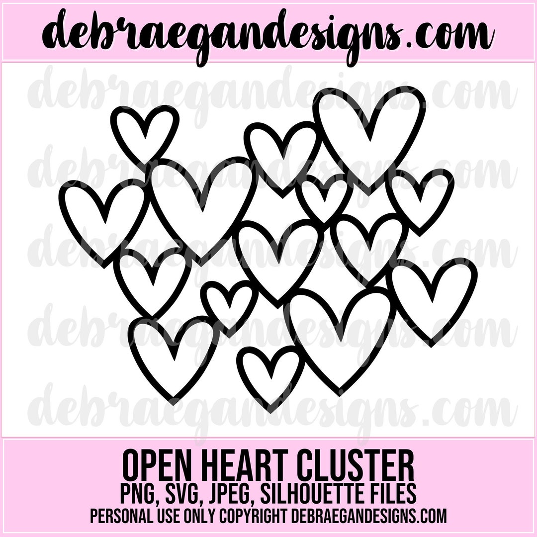 Open Heart Cluster Cut File - SVG, PNG, JPEG - Silhouette Cameo, Cricut ...