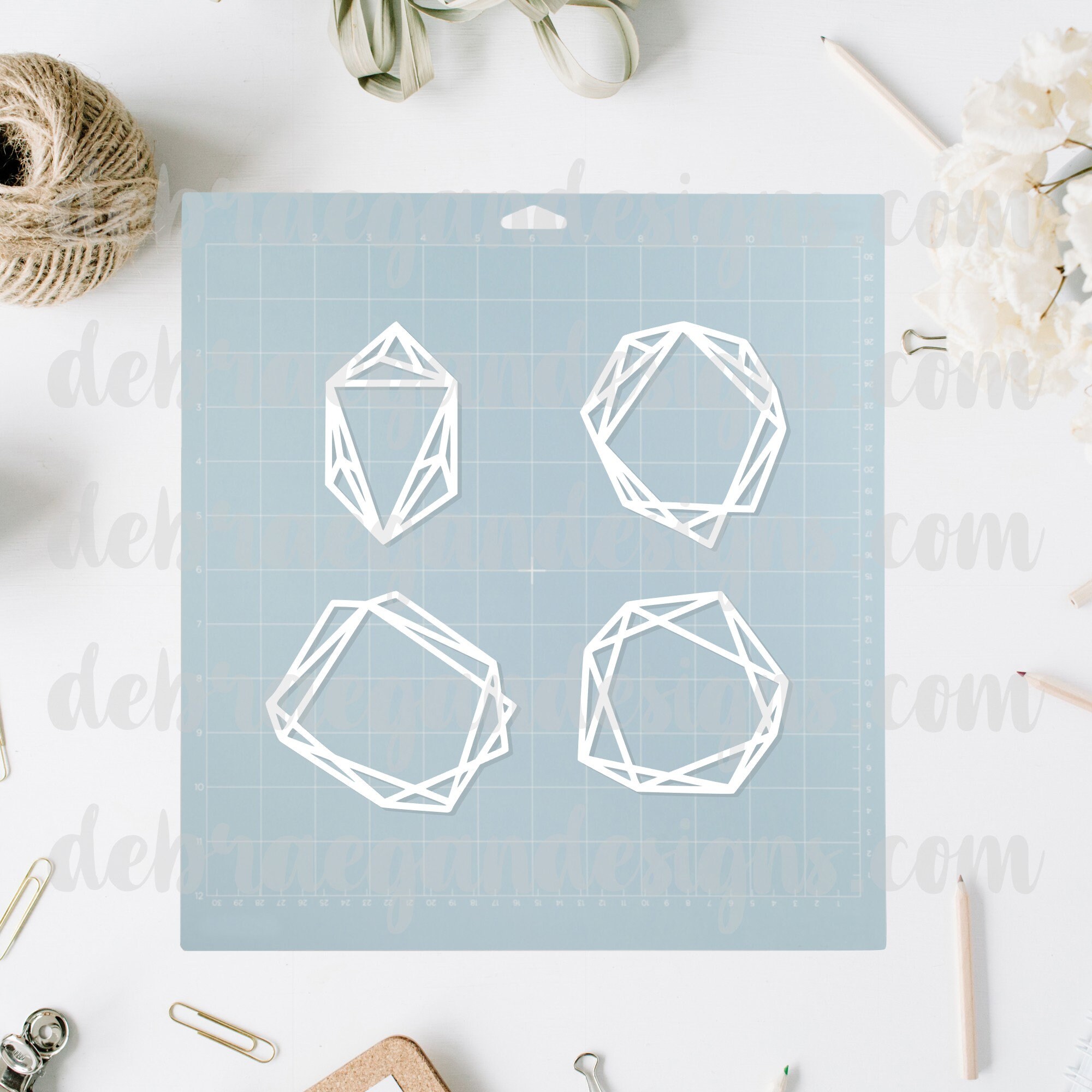 Polygon Shapes 2 Digital Cut File - 8 Styles. SVG, PNG - Geometric ...