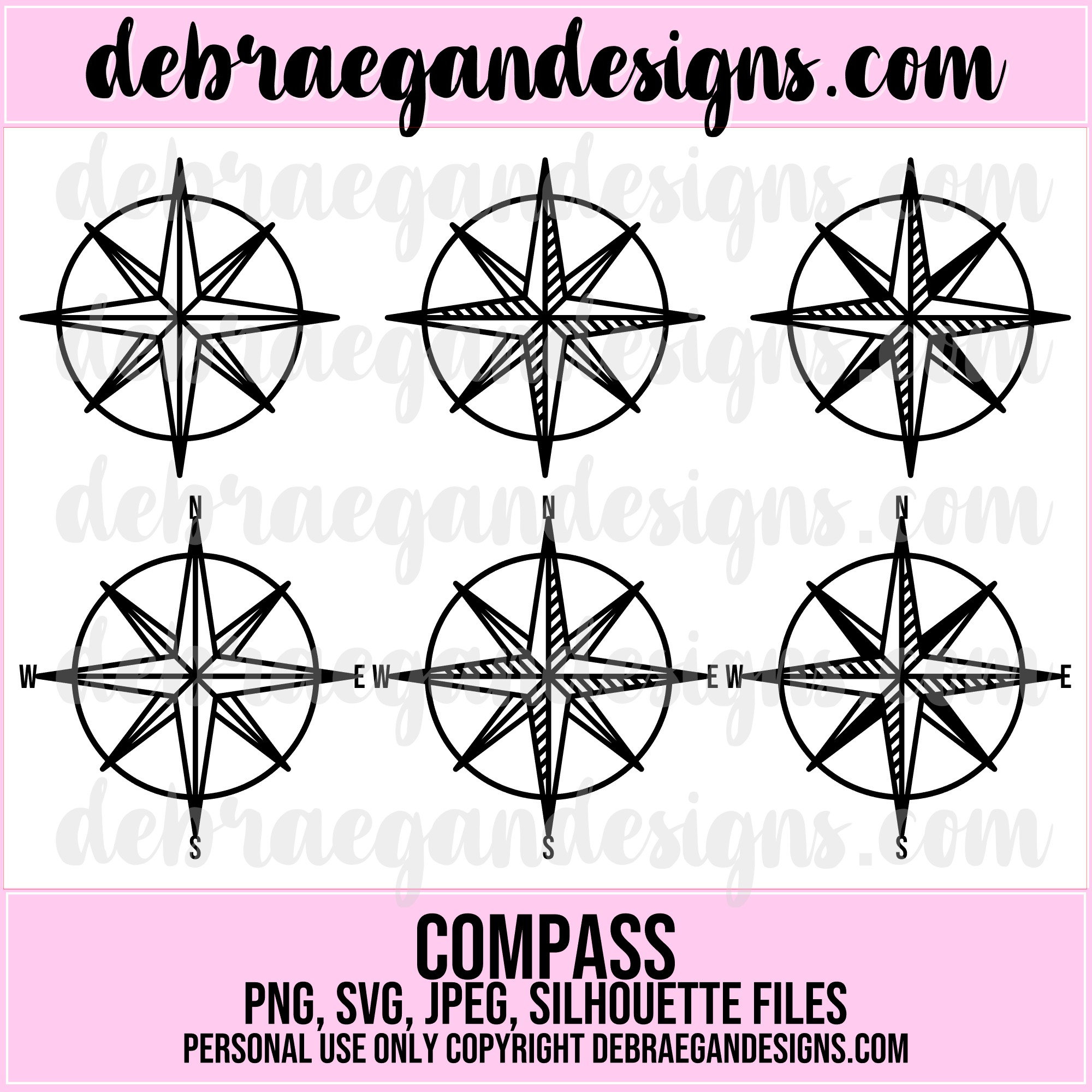 Compass 12 Styles SVG PNG JPEG Silhouette Cameo - Etsy