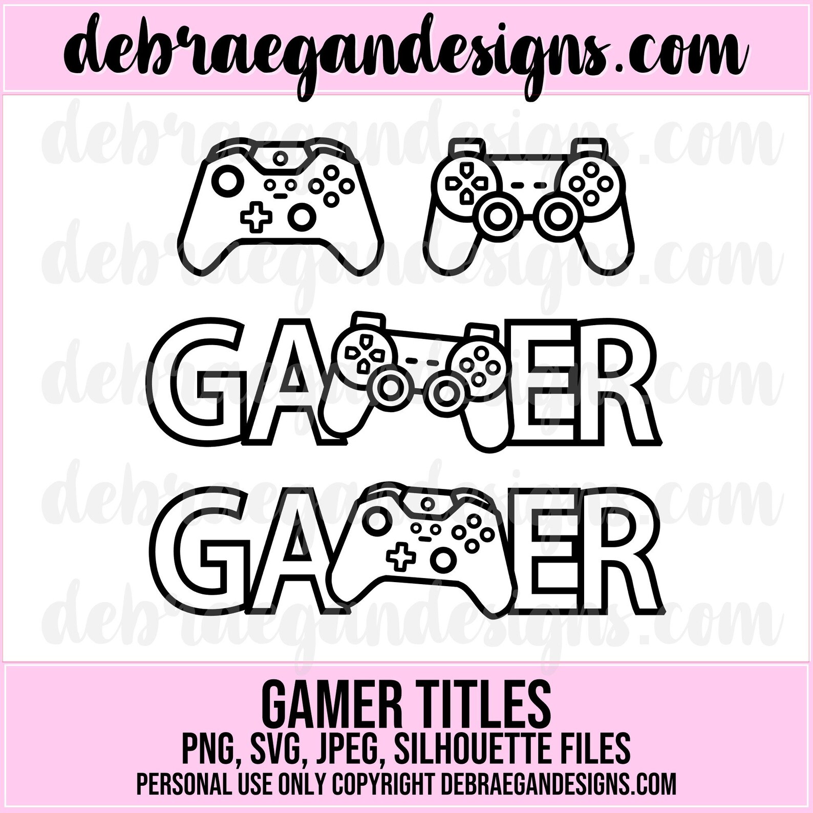 Gamer Titles and Game Controller - SVG, PNG, JPEG - Silhouette Cameo ...