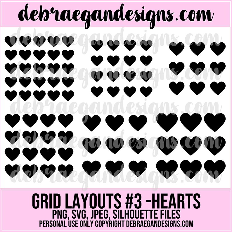 6 Styles Scrapbook Grid Layouts Hearts Cut File Scrapbook - Etsy