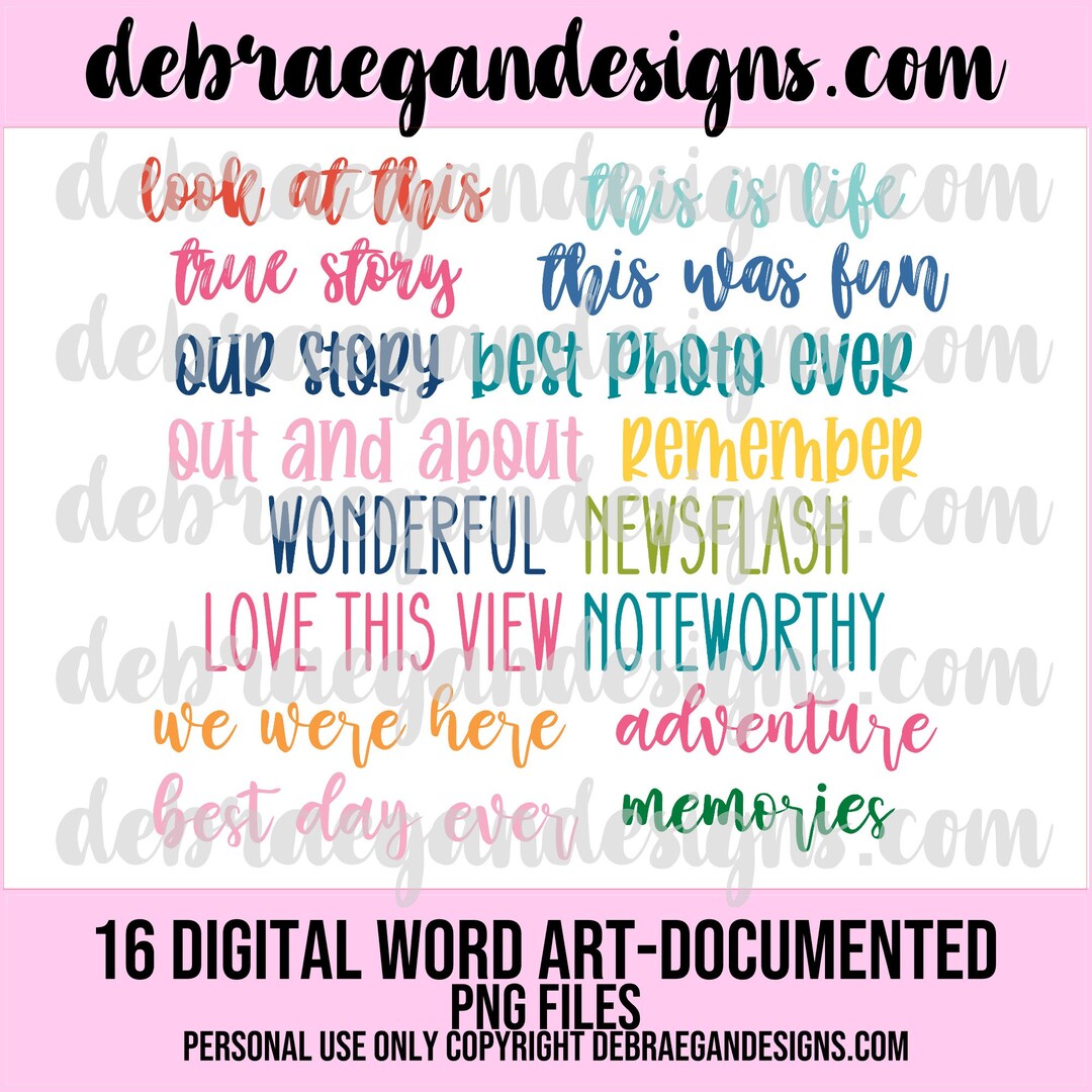 16 Word Art Titles (documented) - Scrapbooking, Project Life, Traveler ...