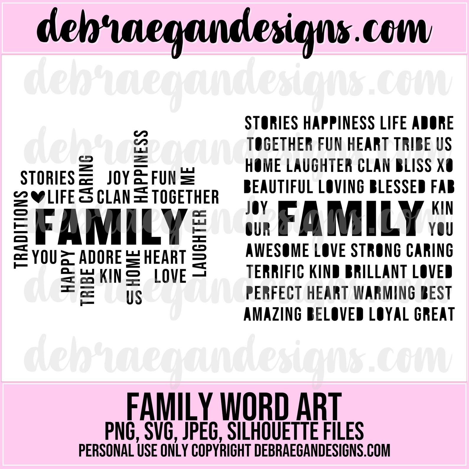 Family Word Art Cut File - 2 Styles - SVG, PNG, JPEG - Silhouette Cameo ...