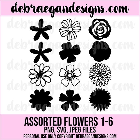 Flowers Cut File with Backing Hand Drawn SVG PNG JPEG | Etsy