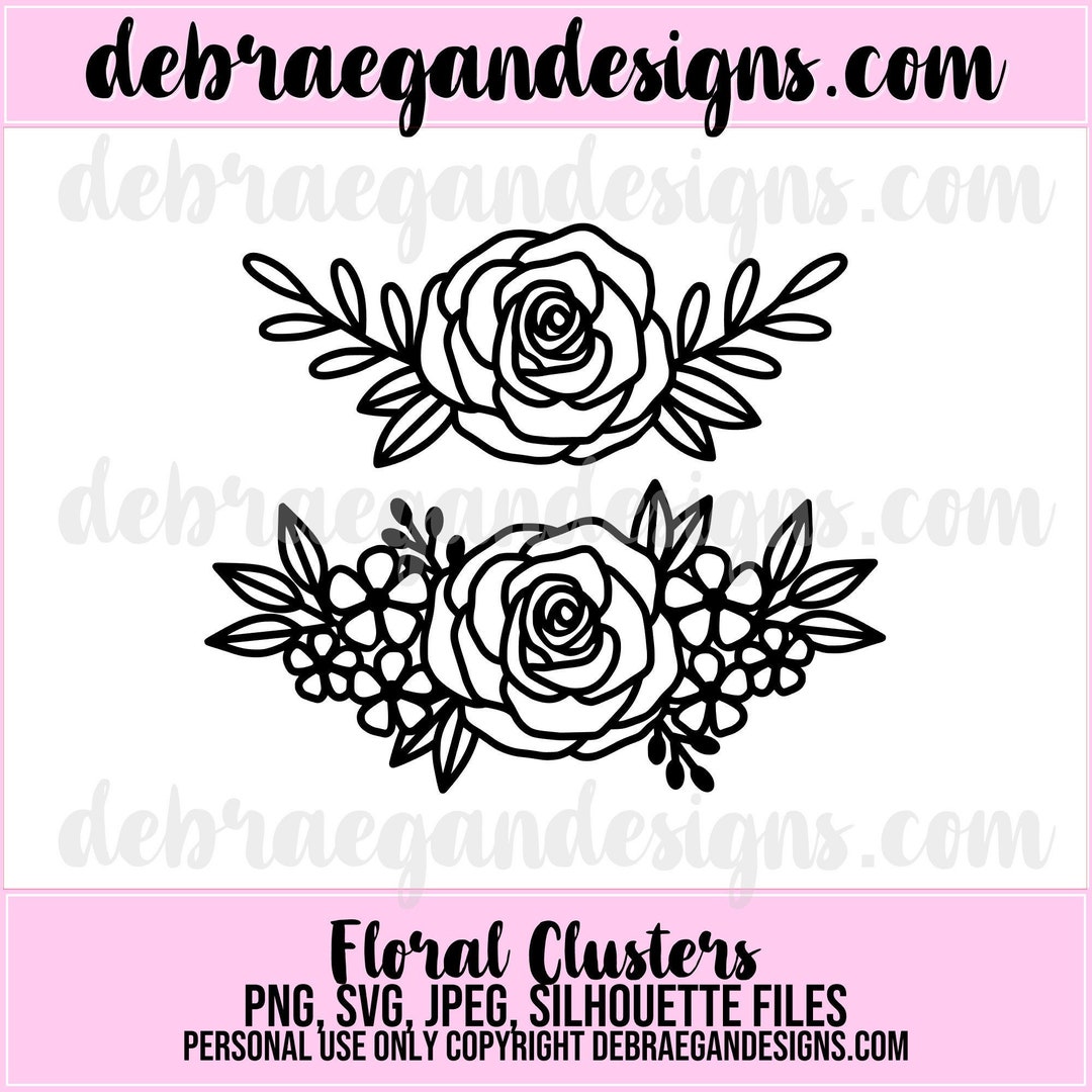 Floral Clusters Cut File -SVG, PNG, JPEG, .studio 3 - Silhouette Cameo ...