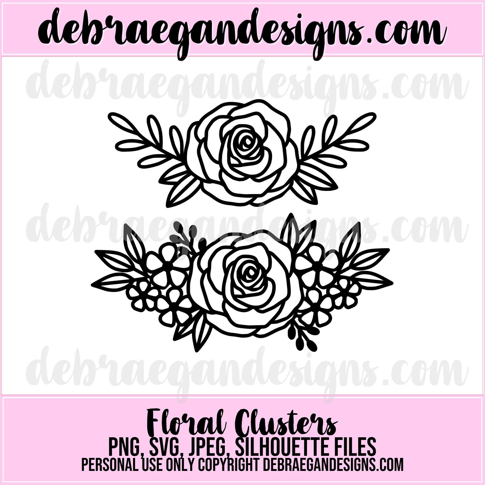 Floral Clusters Cut File SVG, PNG, JPEG, .studio 3 Silhouette Cameo ...