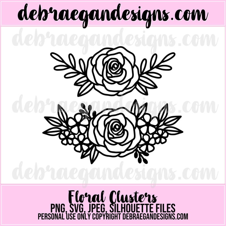 Floral Clusters Cut File -SVG, PNG, JPEG, .studio 3 - Silhouette Cameo ...