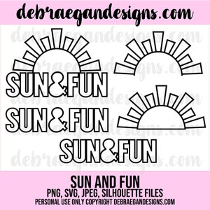 Sun and Fun Title - Sun, Sun Rays SVG, PNG, JPEG - Silhouette Cameo ...