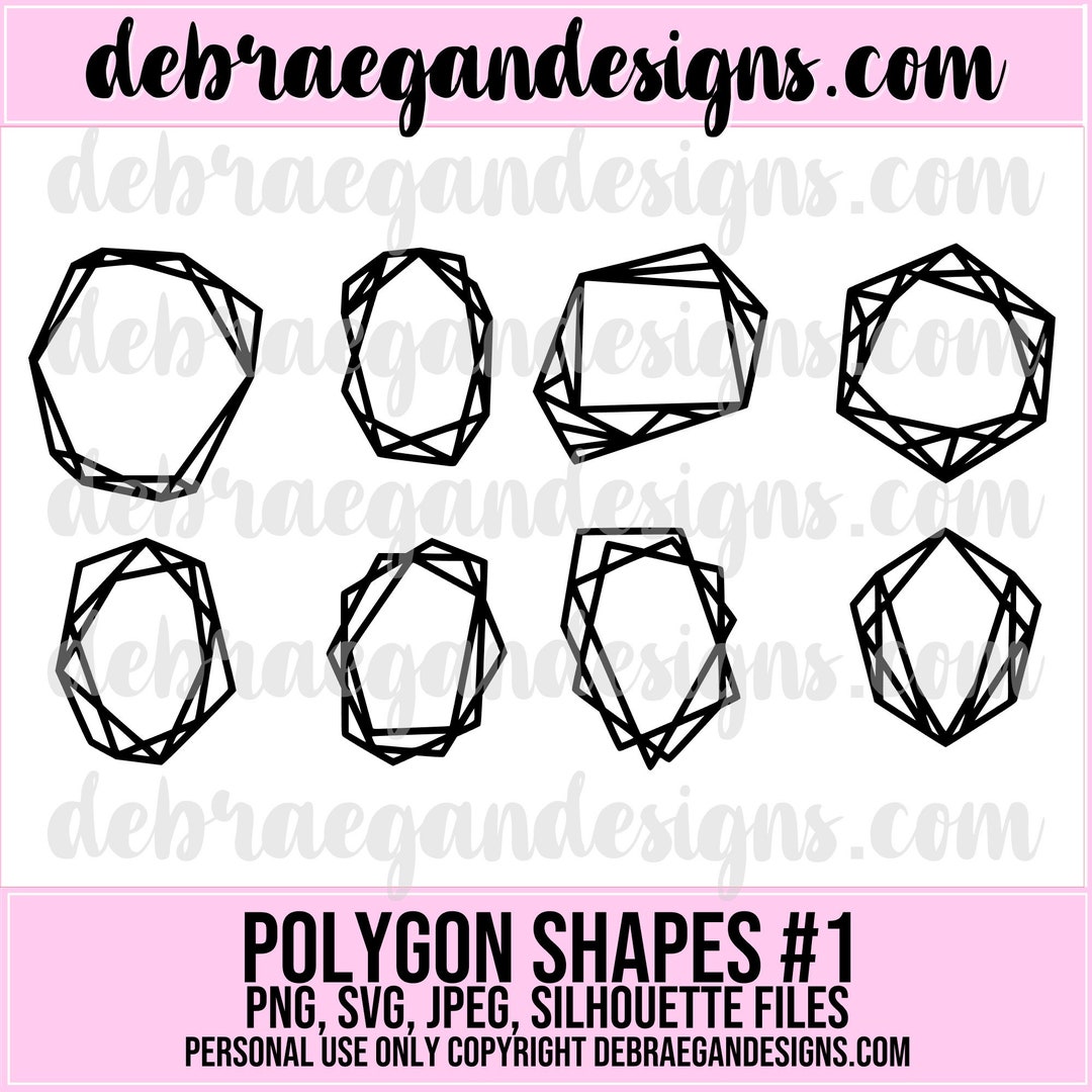 Polygon Shapes 1 Digital Cut File - 8 Styles. SVG, PNG - Geometric ...