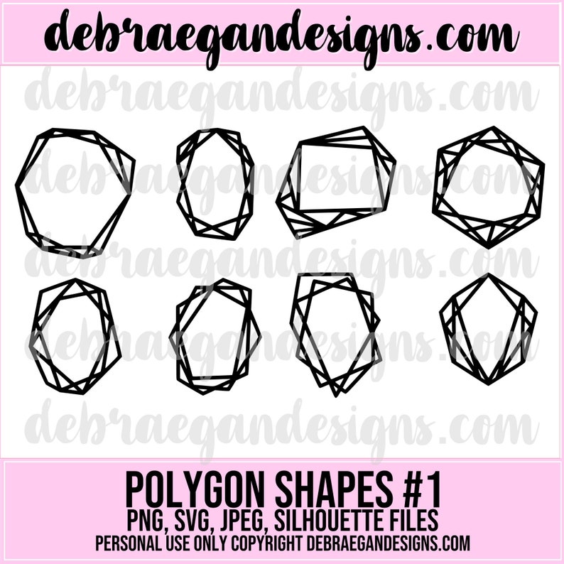 Polygon Shapes 1 Digital Cut File 8 Styles. SVG PNG - Etsy