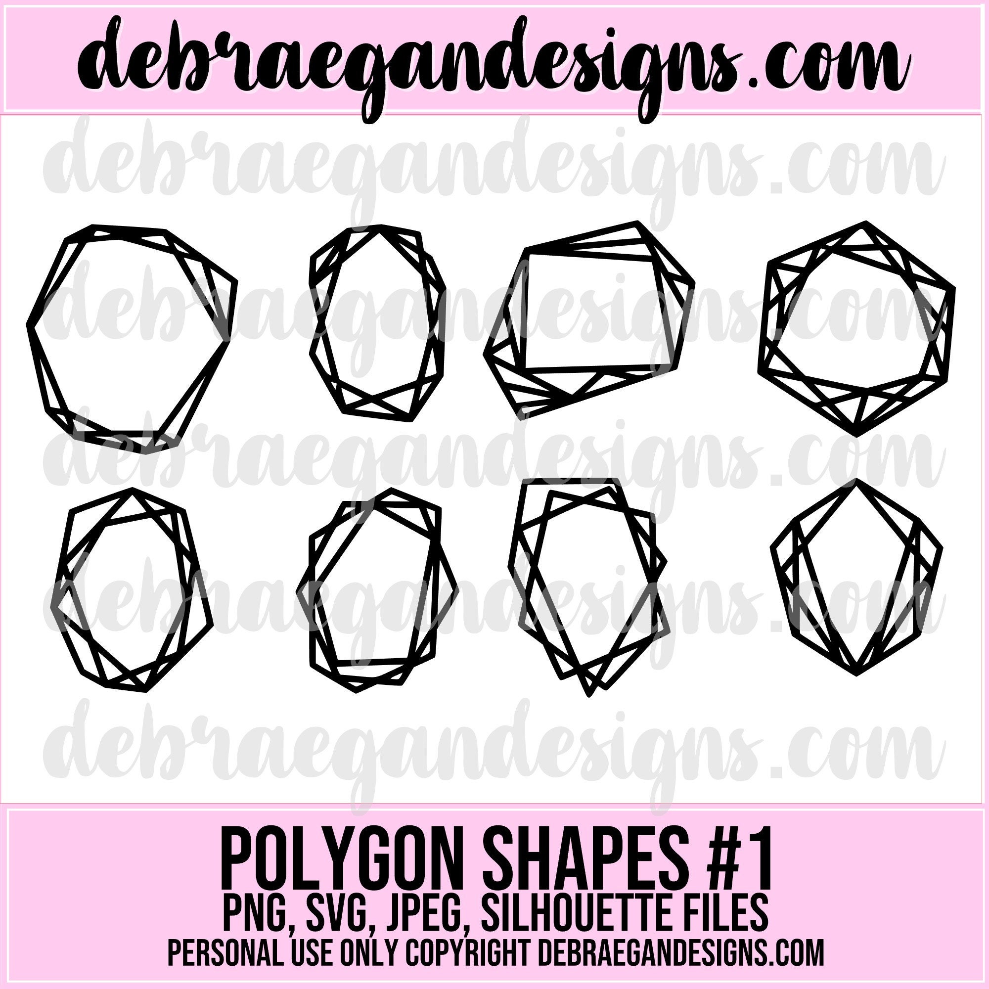 Polygon Shapes 1 Digital Cut File 8 Styles. SVG, PNG Geometric, Frames ...