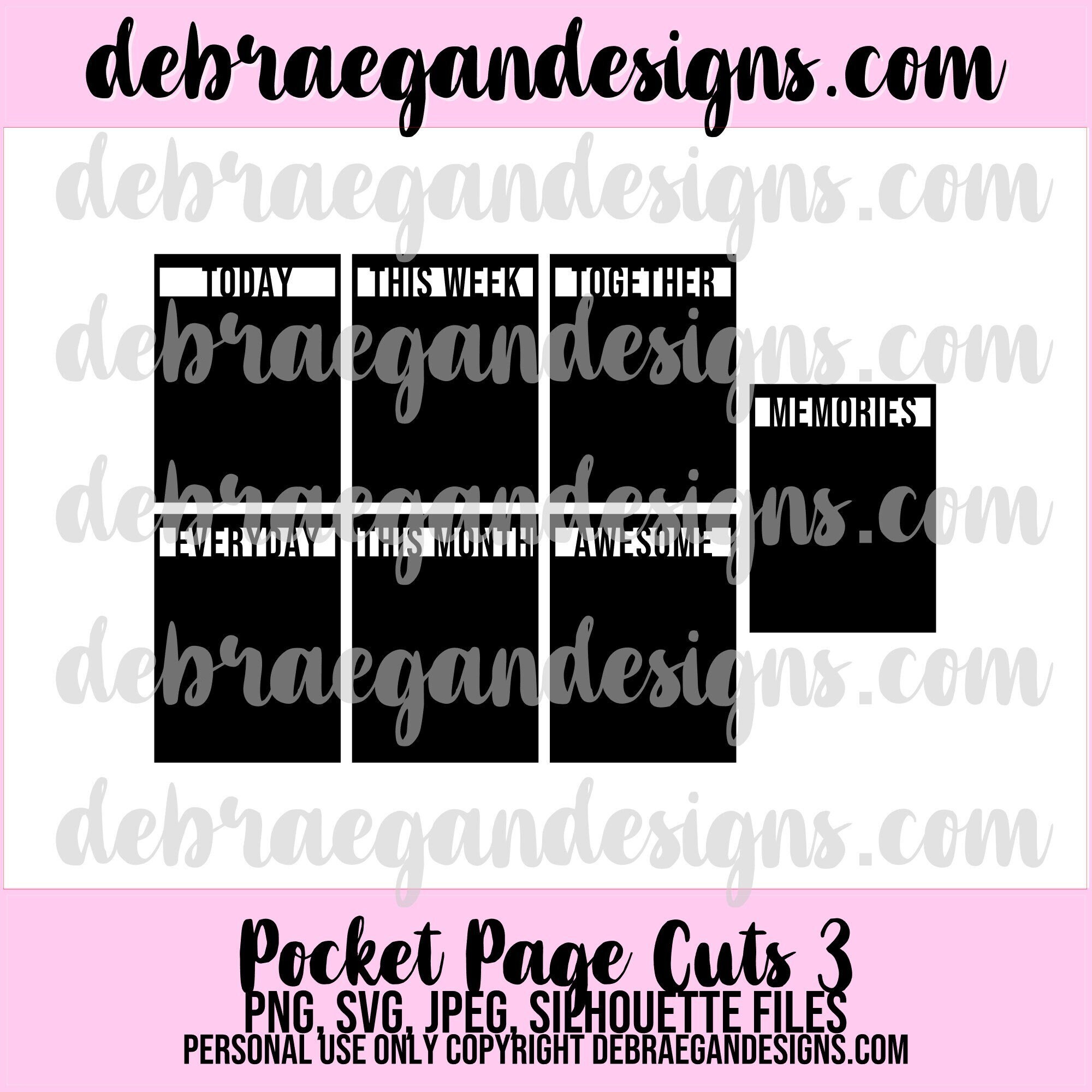 Pocket Page Cuts 3 3x4 SVG, PNG, JPEG, Studio 3 Silhouette Cameo ...