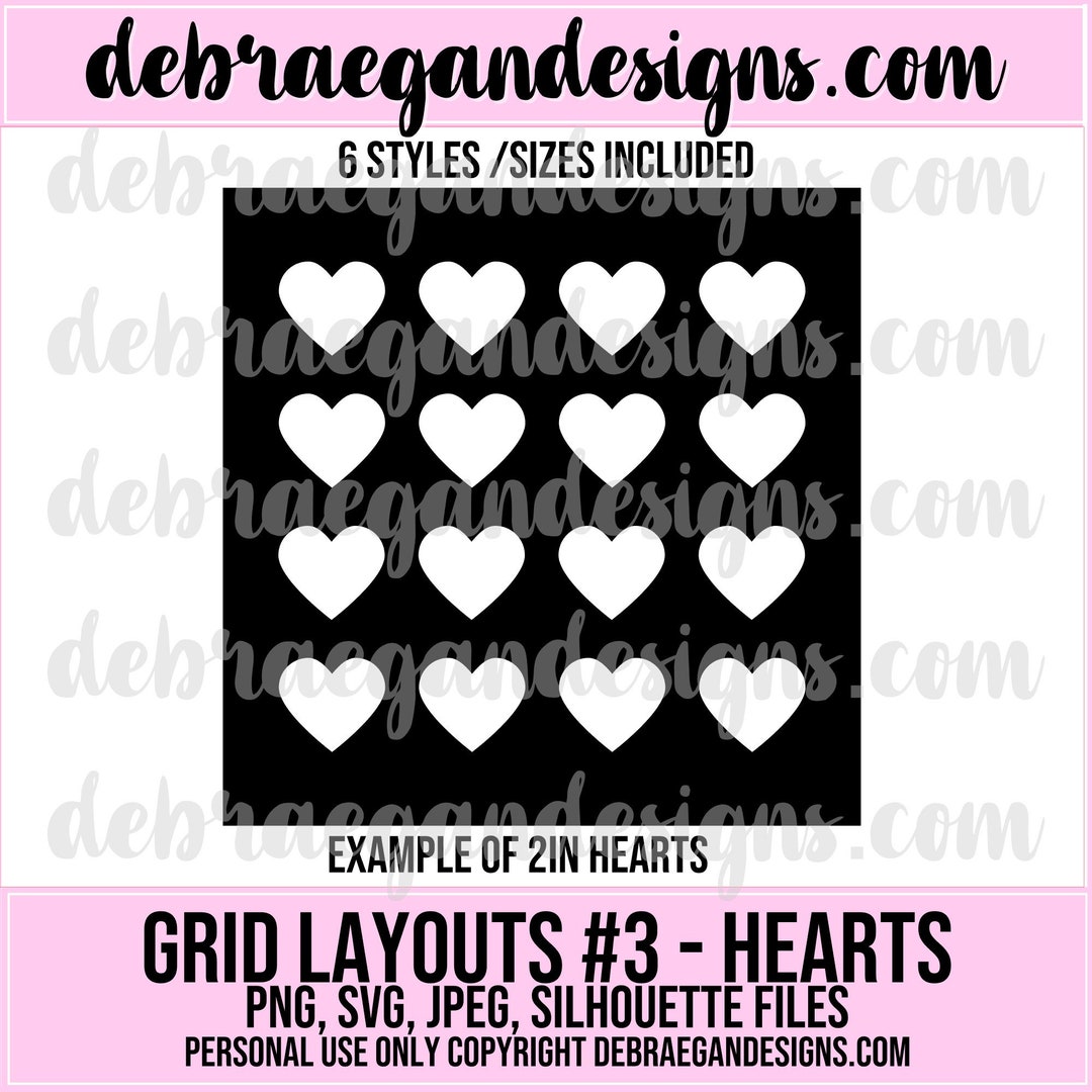 6 Styles Scrapbook Grid Layouts - Hearts Cut File - Scrapbook Layout ...