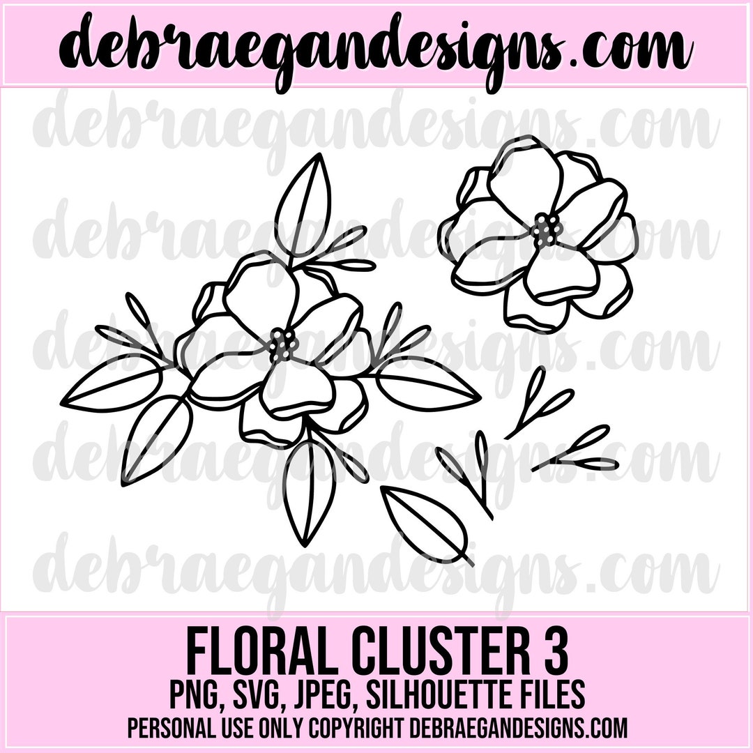 Floral Cluster 3 Digital Cut File - SVG, PNG - Floral, Flowers, Bouquet ...