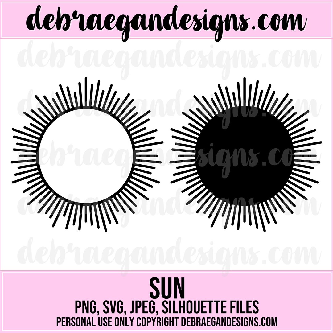 Sun Digital Cut File - 2 Styles- SVG, PNG, JPEG - Silhouette Cameo ...