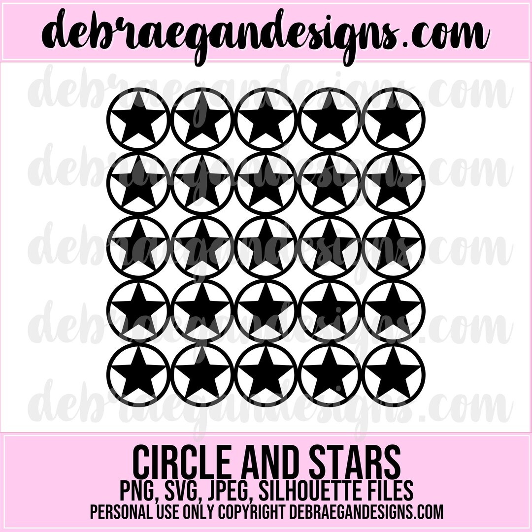 Circles and Stars Digital Cut File - SVG, PNG, JPEG - Silhouette Cameo ...