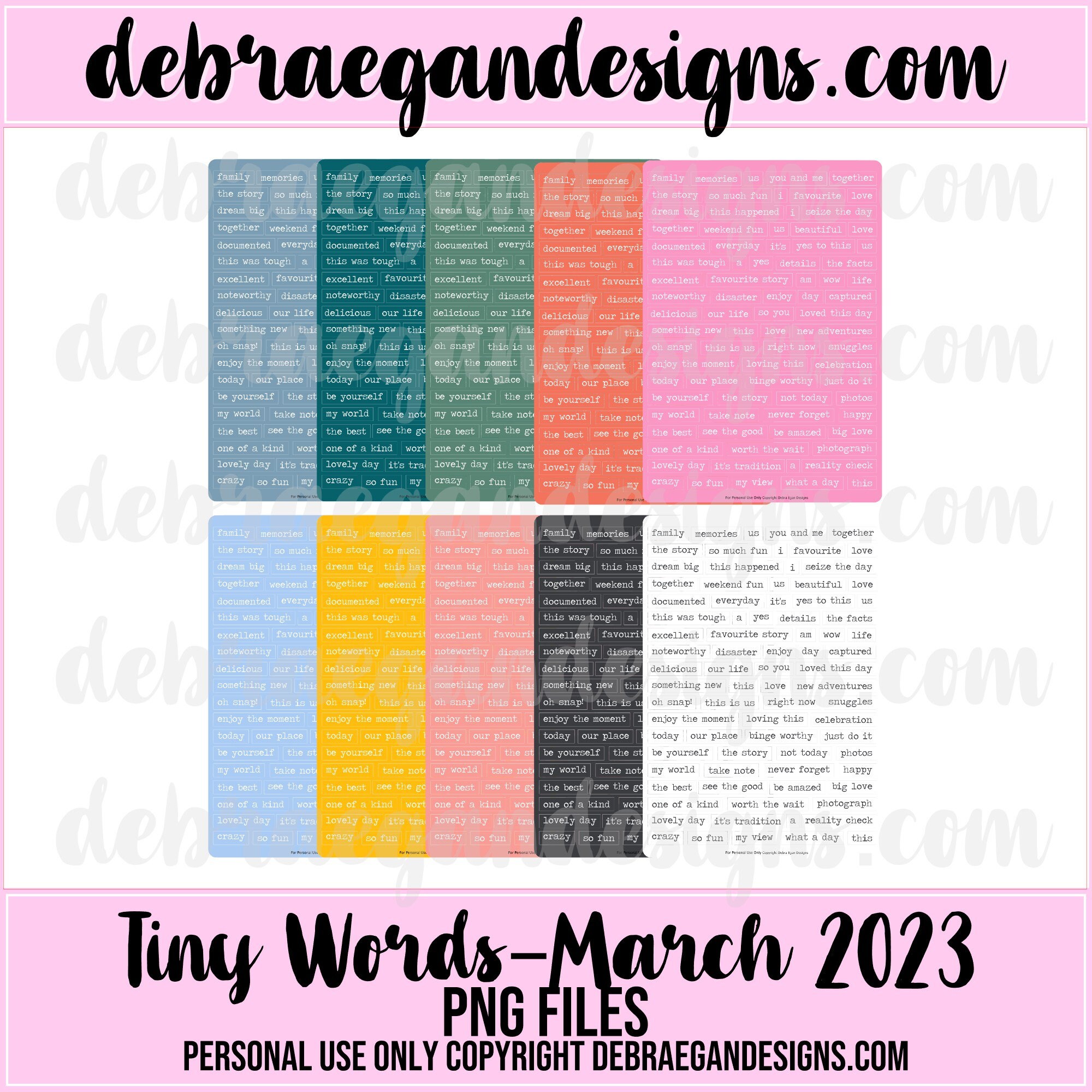 Tiny Words/phrases Printable (march 2023)- 2 Styles - PNG Format ...