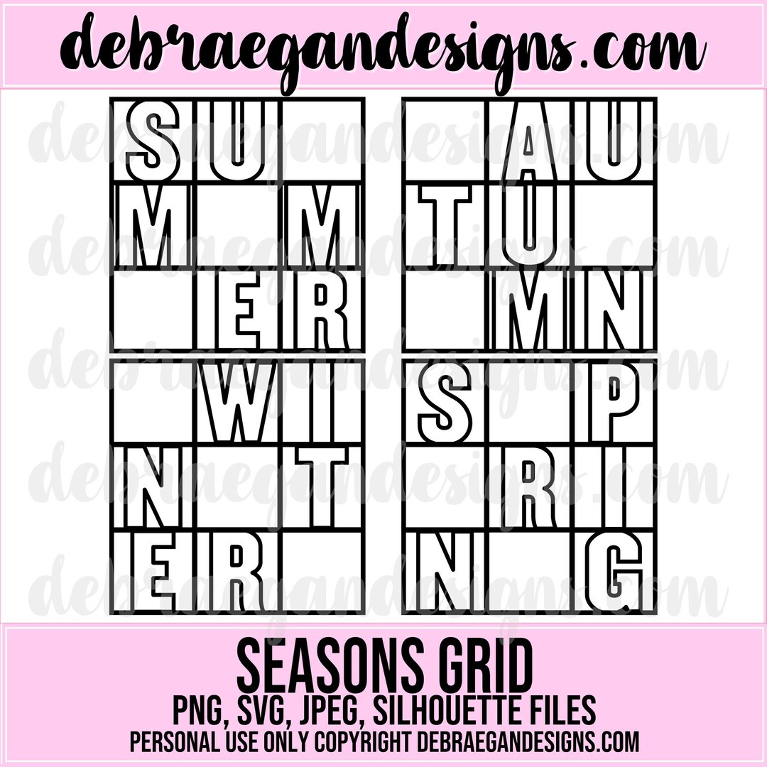 Seasons Grid Digital Cut File - SVG, PNG, JPEG - Cricut, Cameo ...
