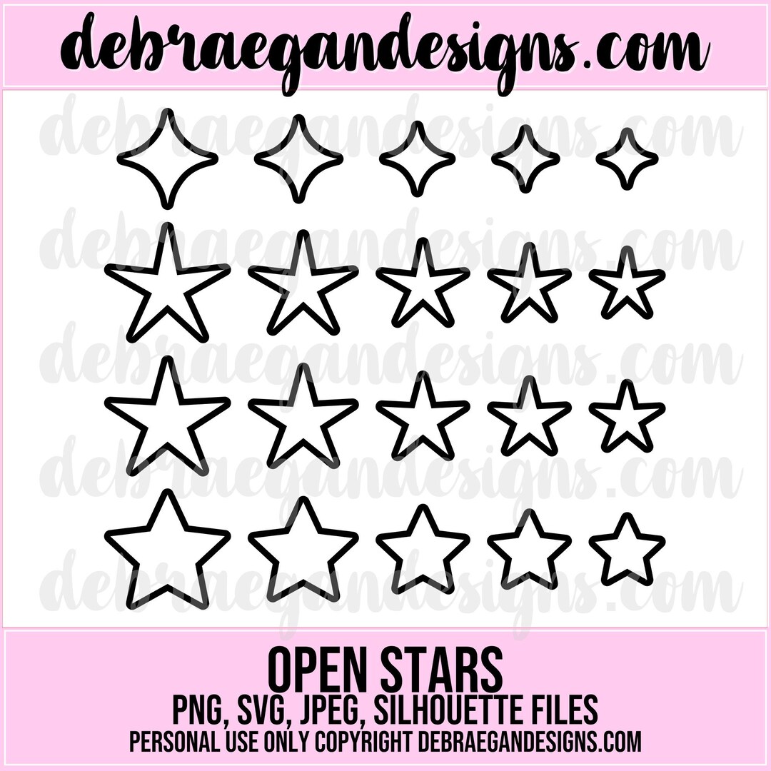 Open Stars Cut File - SVG, PNG, JPEG - Silhouette Cameo, Cricut - Cut File, Card Making ...