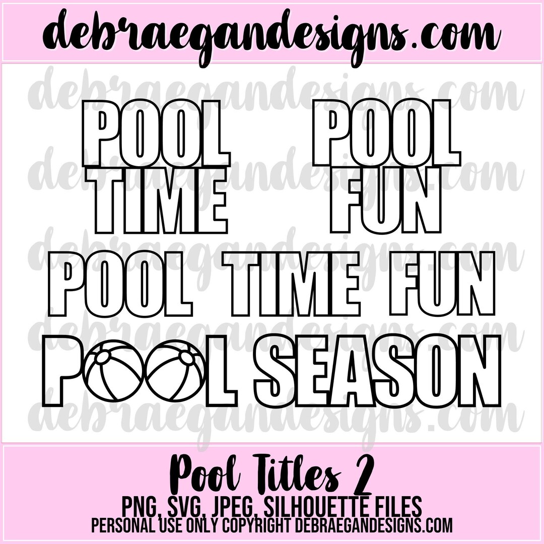 Pool Titles 2 Cut File - SVG, PNG, JPEG, Studio 3 - Silhouette Cameo ...